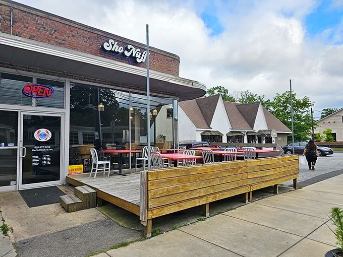 That retro charm and outdoor seating combo creates the perfect setting for exceptional seafood experiences.