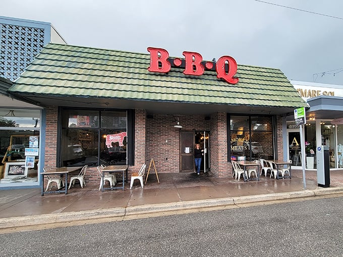 Those red letters spell out more than just "BBQ"—they promise a smoky journey worth taking.