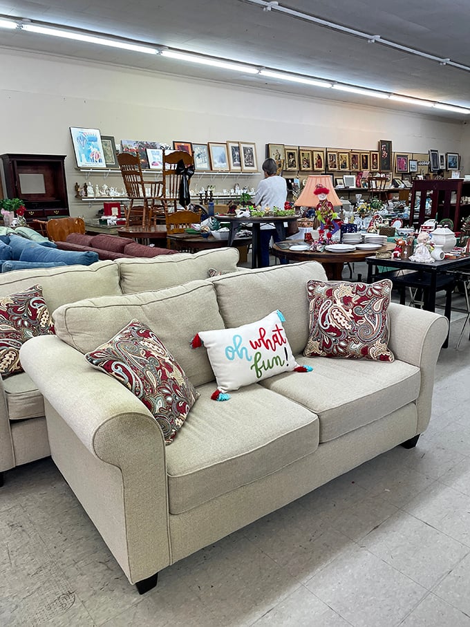Furniture displays showcase how pre-loved pieces can transform any space with creative vision.
