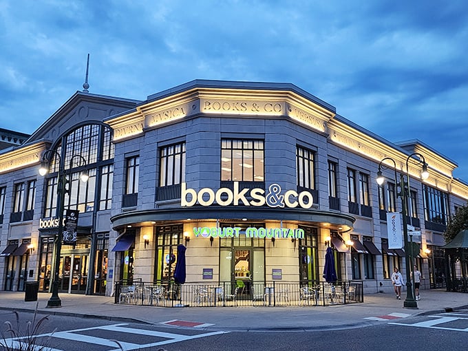 Evening lights transform shopping into a magical experience that rivals any Broadway show.