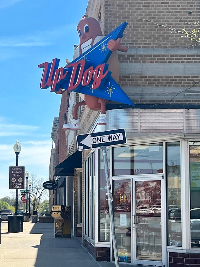 This cheerful storefront practically bounces with the kind of enthusiasm that makes every meal feel like a celebration.