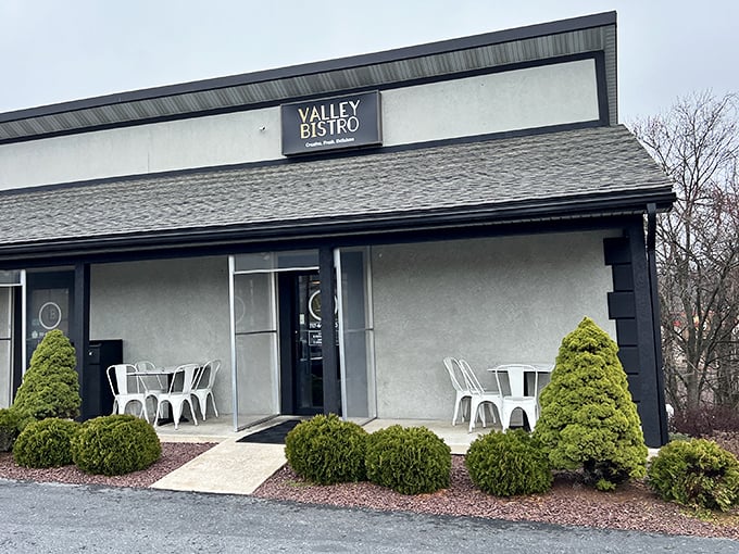 Valley Bistro's modern facade promises breakfast that respects tradition while embracing today's fresh flavors.