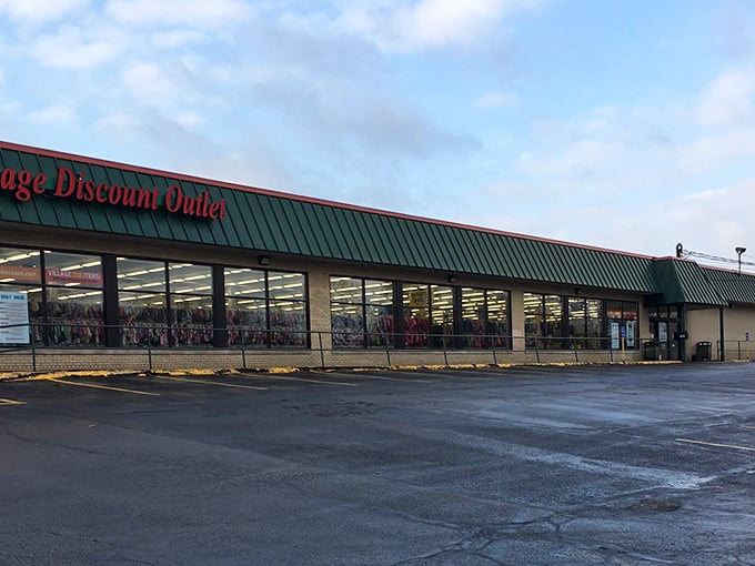 That classic green and tan building design speaks to decades of helping families stretch their dollars.