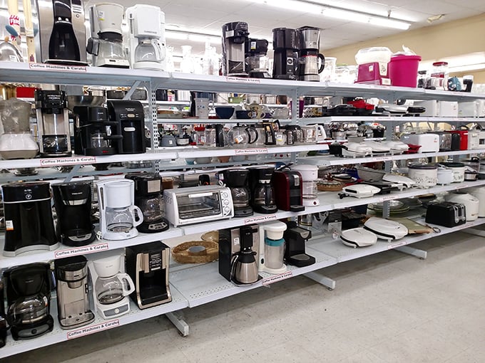 The small appliance graveyard, where coffee makers enjoy their retirement years. That 1990s waffle iron might outlast anything you'd buy new today.