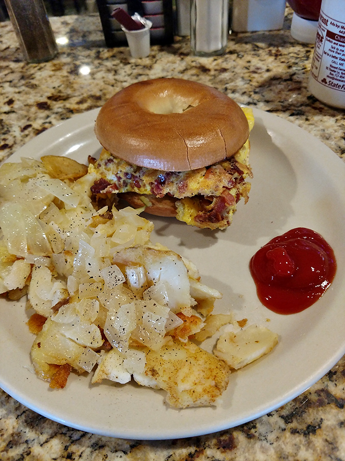 The star of the show – a bagel sandwich that justifies the gas money from anywhere in Pennsylvania. Worth every delicious mile.