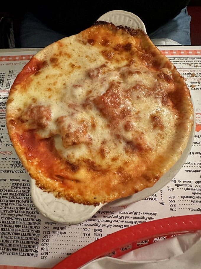 Baked rigatoni that doesn't need fancy plating—just a simple white plate and the promise of cheese pulling like it's training for the Olympics.