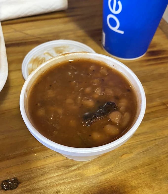 These beans have clearly been hanging out with the brisket—absorbing smoky wisdom and developing a rich, complex personality along the way.