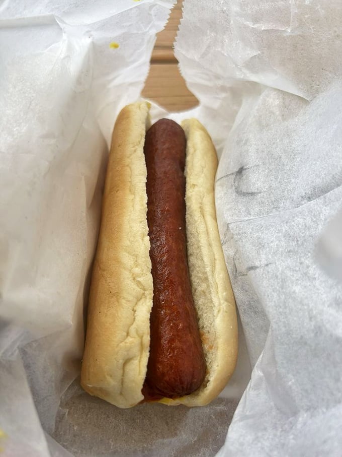 Sometimes simplicity is perfection. This hot dog doesn't need fancy toppings to make its statement – just quality and tradition.