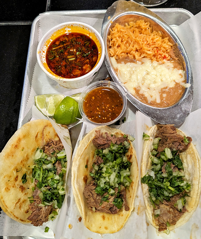 Birria tacos with that consommé for dipping – like a Mexican French dip that makes you wonder why you'd eat tacos any other way.