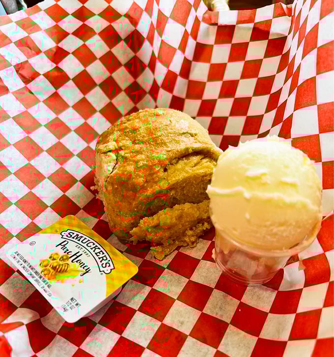 That muffin isn't just a side—it's the supporting actor that deserves its own Academy Award alongside honey and a scoop of butter.
