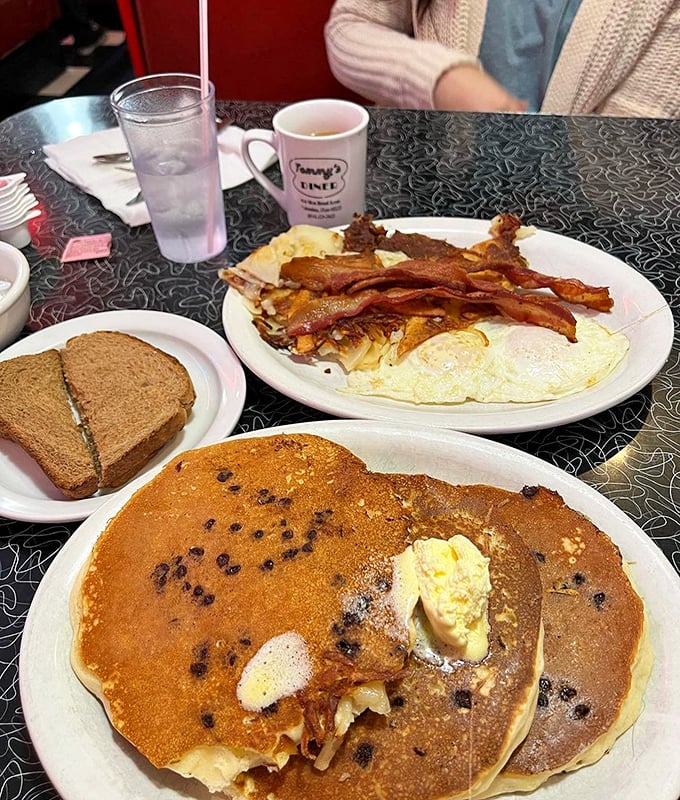 Blueberry pancakes and crispy bacon: the breakfast equivalent of Astaire and Rogers—a partnership so perfect it feels choreographed.