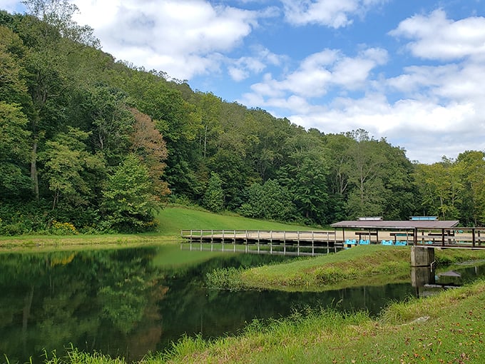Lakeside tranquility awaits at the fishing dock, where patience is rewarded with both potential catches and guaranteed moments of reflection.