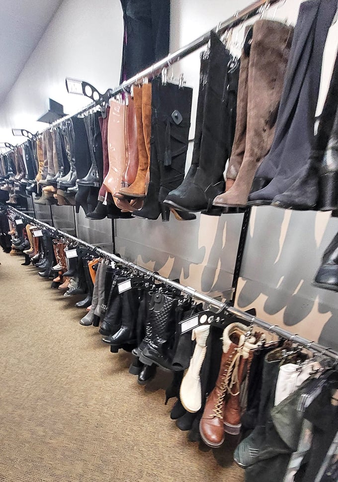 Boot boulevard stretches before you like a leather-scented runway. From riding to slouchy, practical to party, your feet's perfect match awaits.