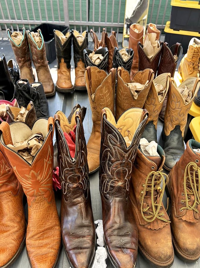 These aren't just boots—they're time machines with leather soles. Each scuff and crease tells tales of dance floors and dusty trails.