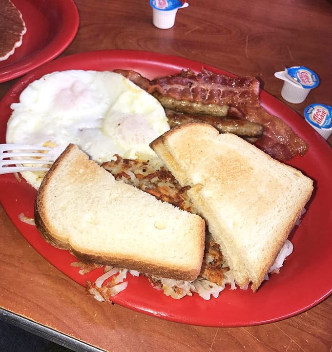 Breakfast of champions—or anyone who appreciates that bacon should always be that perfectly crisp. Toast: the unsung hero of the morning plate.