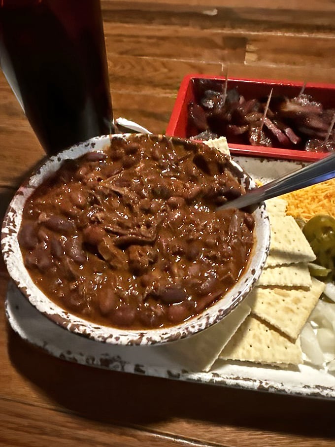 This brisket chili doesn't just warm your soul—it transforms it. Served with crackers, it's what Campbell's wishes it could be when nobody's looking.