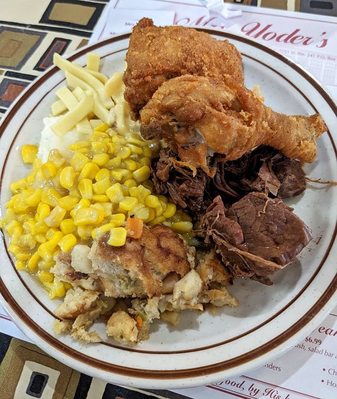The buffet plate that answers the eternal question: "Why choose one entrée when you can have three?"