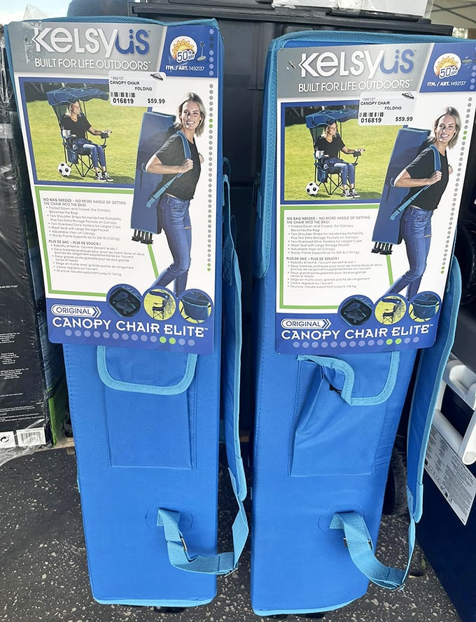 Even surplus stores have surprises! These camping chairs remind us that sometimes the best outdoor gear comes from the most unexpected places.