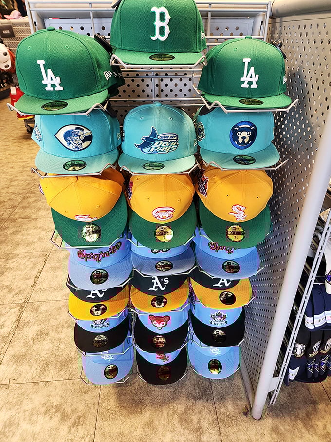 Baseball cap nirvana for the indecisive sports fan. Support your team or collect the rainbow—no judgment here.