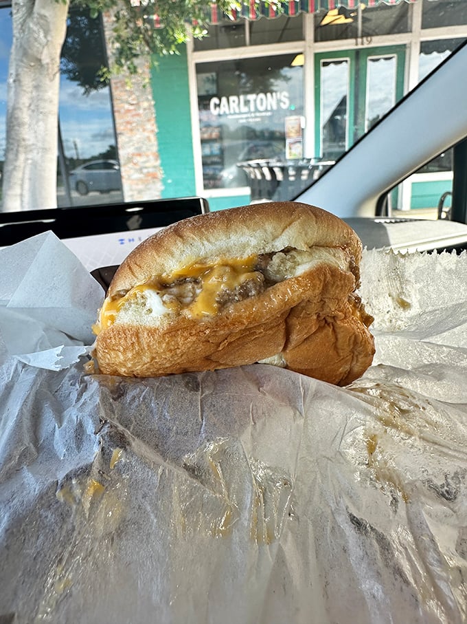 The cheese isn't just melted—it's surrendered completely to the burger. A beautiful union of dairy and beef that deserves a toast.