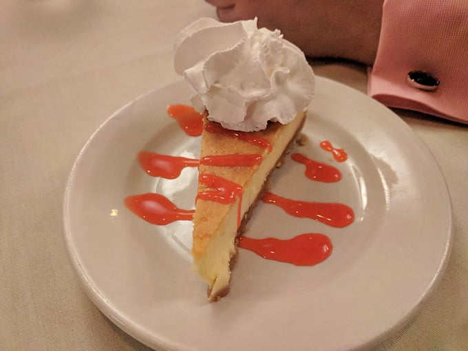 This cheesecake with raspberry sauce isn't just dessert—it's the encore after the main performance. Creamy, sweet, and just tart enough.