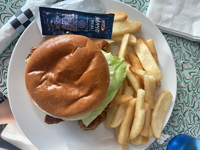 This isn't just a chicken sandwich—it's comfort on a bun. The kind of lunch that makes you wonder why you ever waste calories on trendy food.