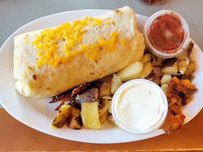 This omelet isn't messing around – it's a serious commitment to starting your day with a proper Southwestern kick.