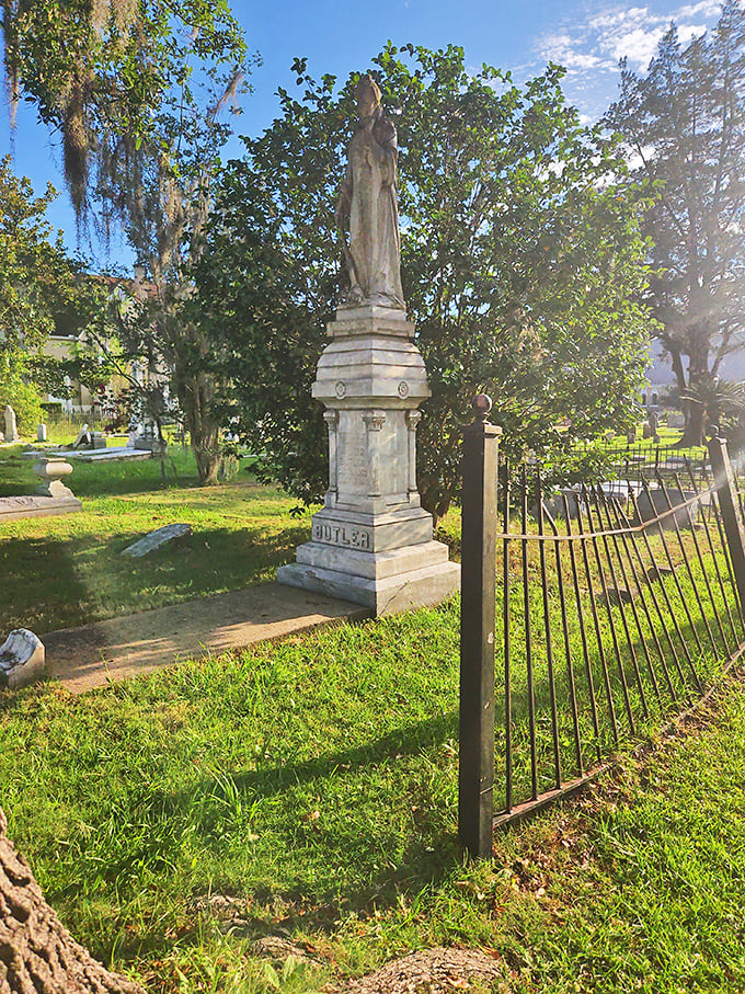 History stands silent but eloquent in Marianna's historic district, where monuments remind visitors of the area's complex past.