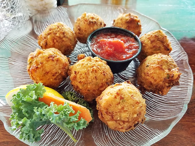 Golden orbs of happiness. These conch fritters achieve the perfect crunch-to-chew ratio that separates the merely good from the "I'll-remember-these-forever" great.