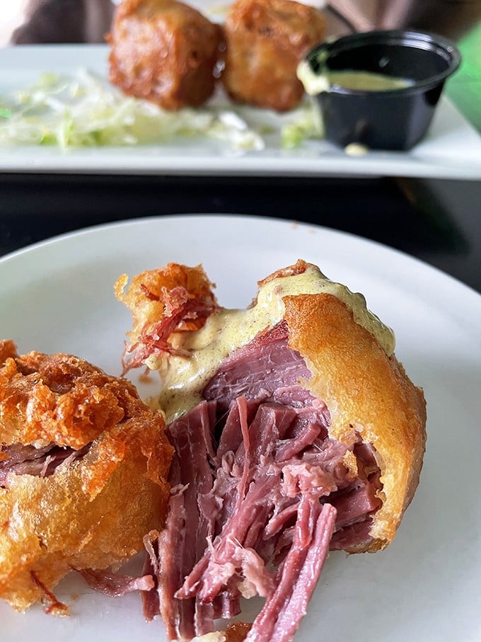 Corned beef that's been given the royal treatment – crispy exterior giving way to tender meat that practically demands a pint of Guinness alongside.