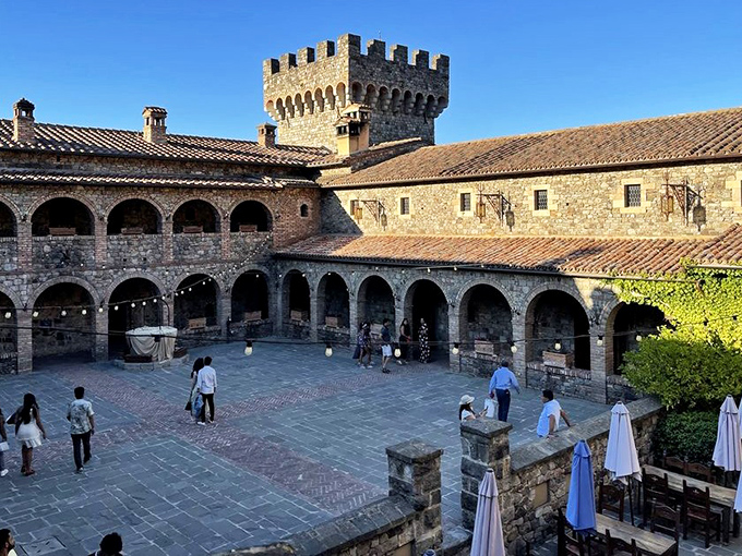 The courtyard where you half-expect to see knights gathering for a tournament. Instead, modern-day visitors soak in centuries of architectural inspiration.