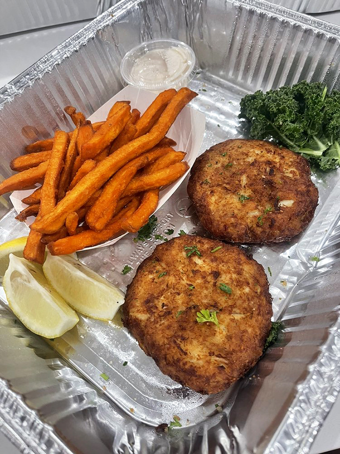 These crab cakes are what happens when someone respects the crab—minimal filler, maximum flavor, and a golden-brown crust worth writing home about.