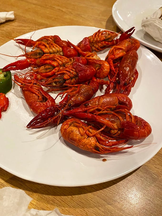 These crawfish look like they're having their own little convention, discussing how they became the unexpected stars of a Wisconsin buffet.