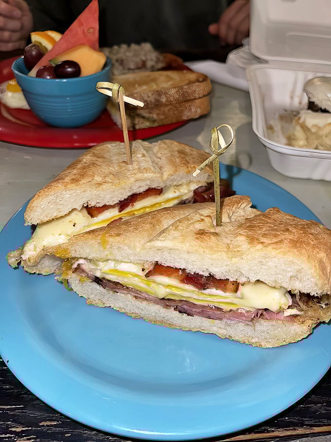 This Cuban sandwich isn't just a meal—it's an architectural achievement of layered meats, cheese, and eggs that would make Havana proud.