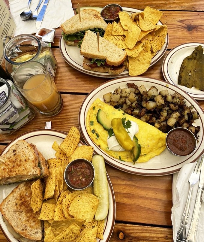 A table spread that says "Yes, we ordered everything, and no, we have zero regrets." Breakfast democracy at its finest.