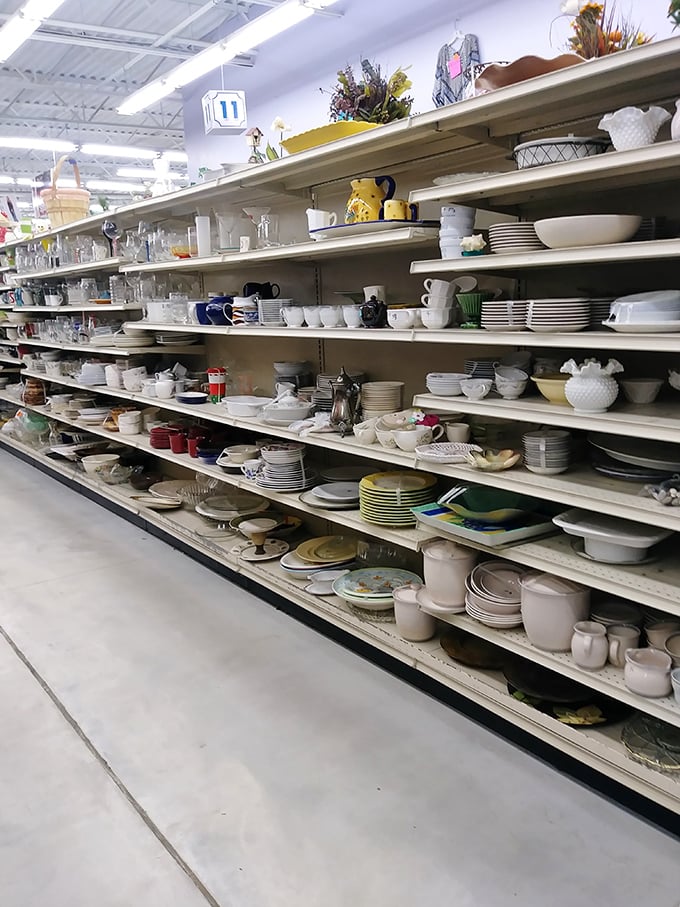 Enough dishes to host Thanksgiving for the entire neighborhood, with patterns from every decade imaginable.