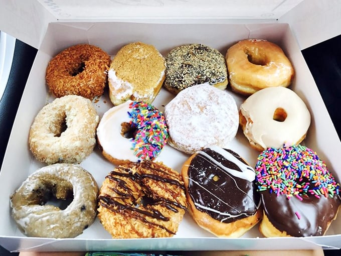 This donut box contains more happiness than a lottery ticket – and the odds are way better.