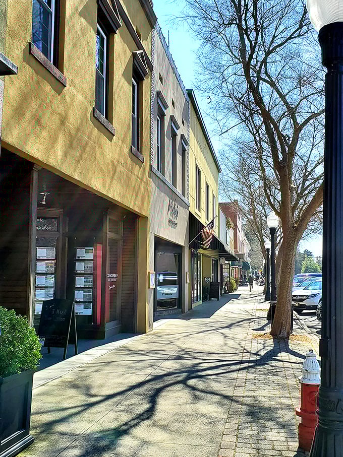 Colorful storefronts along Laurens Street invite window shopping and spontaneous discoveries – the original social network, no scrolling required.