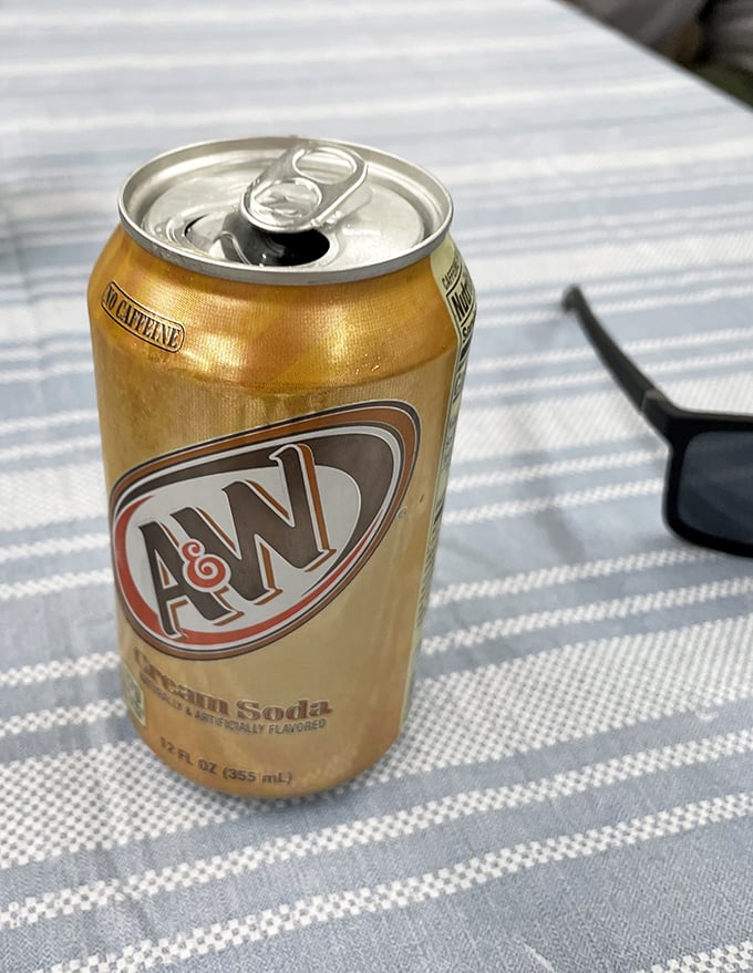 An ice-cold A&W cream soda—the unofficial beverage of nostalgic road trips and country store pit stops. Some pleasures never need upgrading.