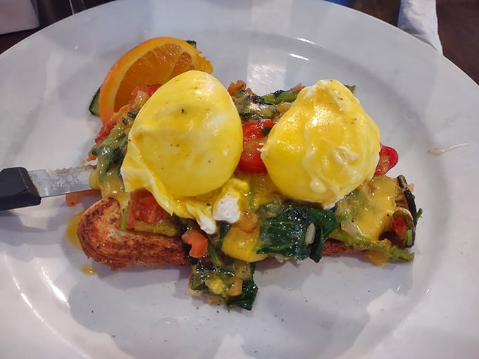 Eggs Benedict reimagined with vibrant vegetables—proof that sometimes the understudy steals the show from the main character.