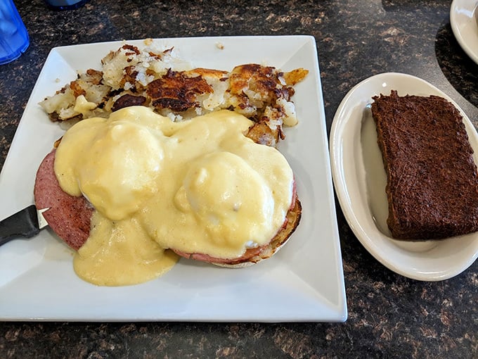 Eggs Benedict that makes you understand why people wait in line on Sunday mornings – hollandaise sauce as golden as the morning sun.