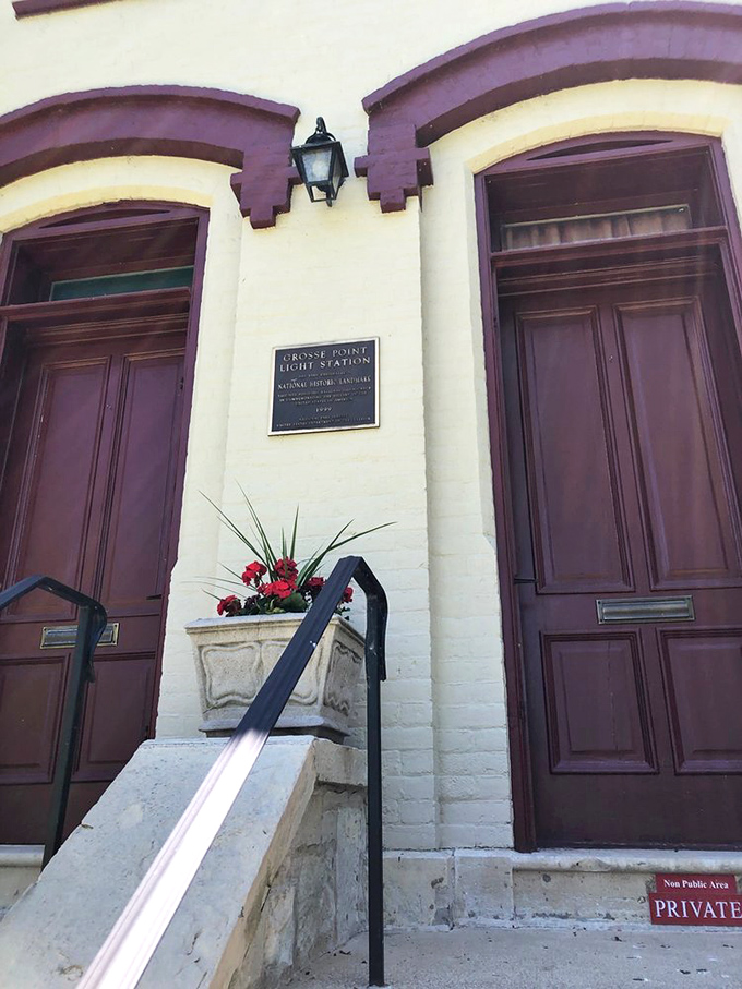 Those magnificent burgundy doors—the gateway between our modern world and a time when lighthouses were the GPS of their day.