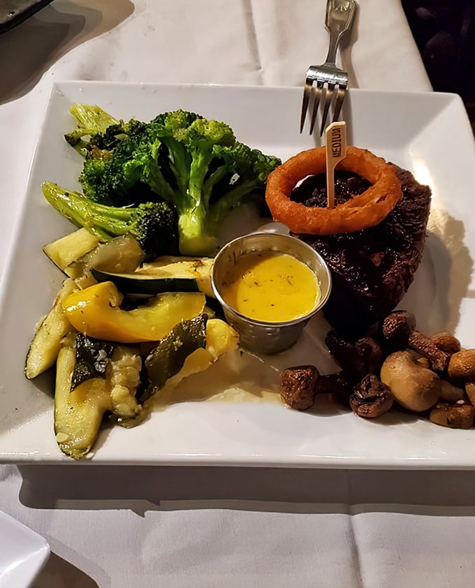 Filet mignon that's dressed for success with vegetables that didn't just show up – they came to play.