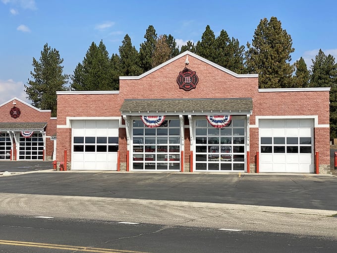 Even McCall's fire station has that mountain-town architectural flair. Safety never looked so charming with those patriotic bunting touches.