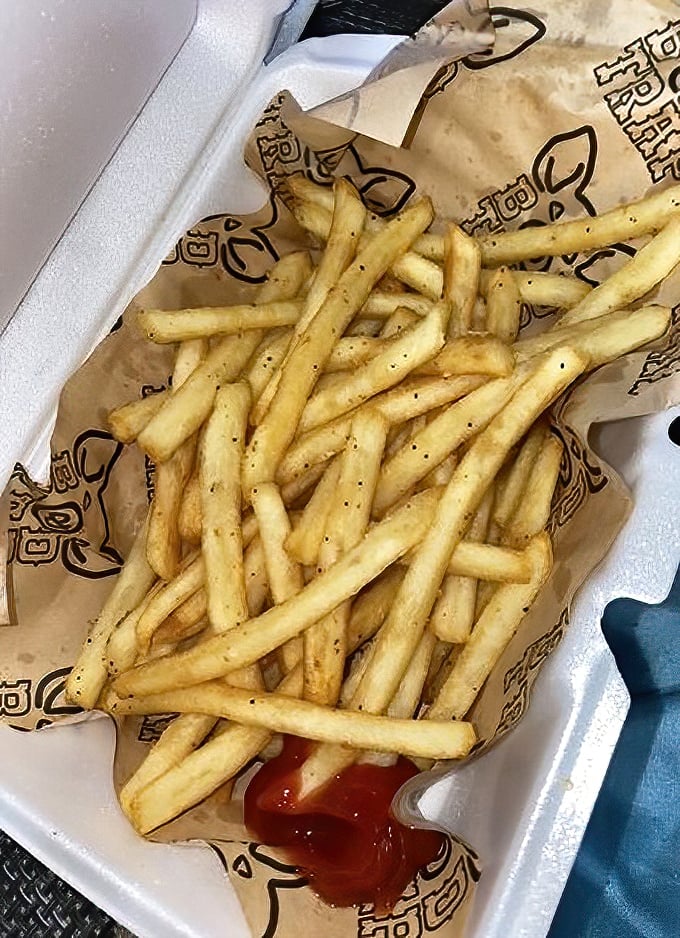 Golden, crispy, and ready for dipping – these fries aren't just sides, they're supporting actors deserving of their own spotlight. The perfect vehicle for any sauce that comes their way.