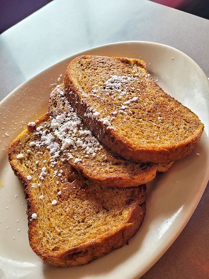 French toast dusted with powdered sugar—simple, classic, and exactly what your soul needs on a Sunday morning in Lancaster.