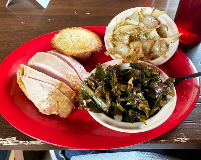 Collard greens and smoked turkey—a Southern duet that proves vegetables deserve just as much smoky respect as their protein counterparts.