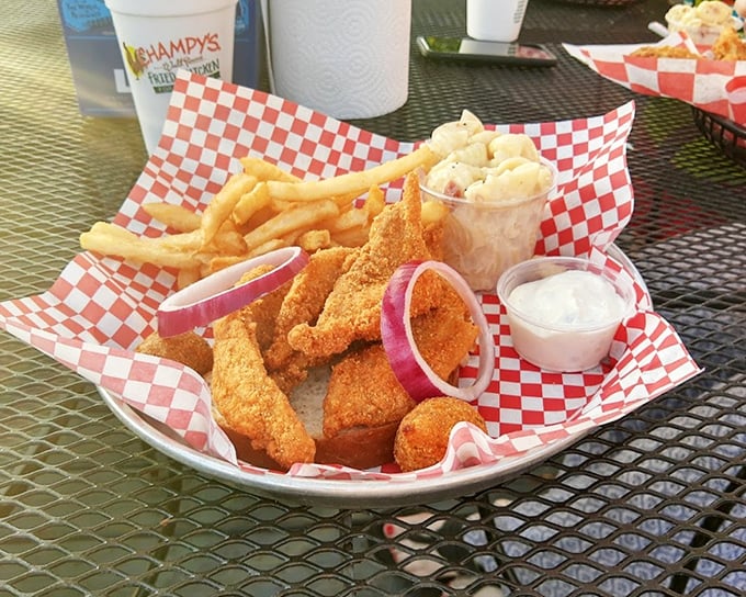 These fried shrimp aren't playing around—plump, juicy treasures in a crispy armor that shatters with each satisfying bite.