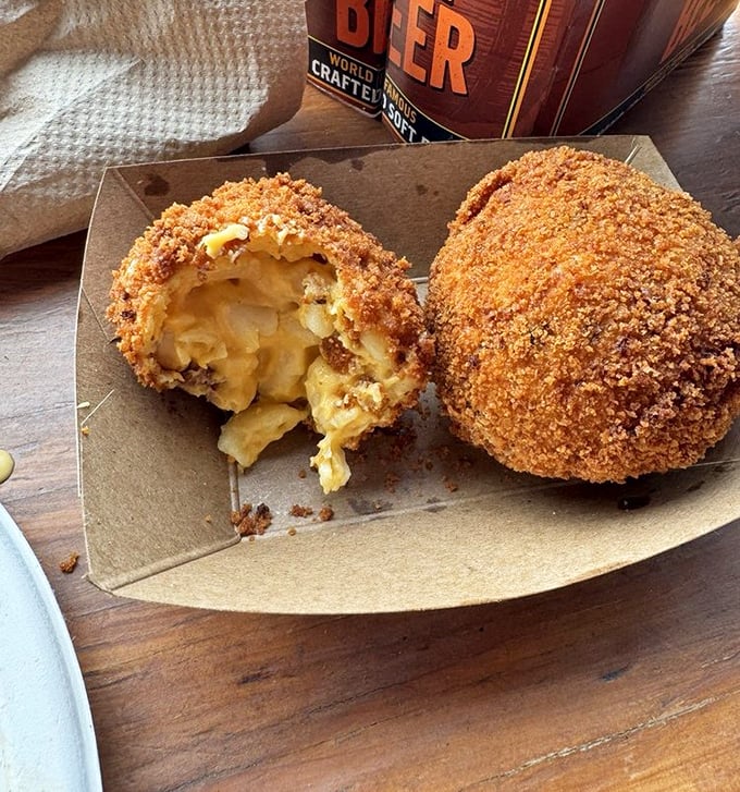 Fried brisket mac balls—because someone brilliant asked, "What if comfort food had even more comfort food inside it?"