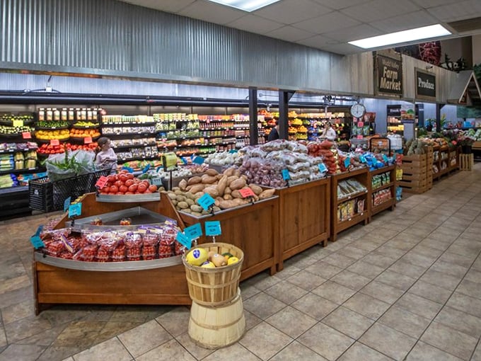 The produce section bursts with vibrant colors and farm-fresh options that make grocery store vegetables look like sad, distant relatives.